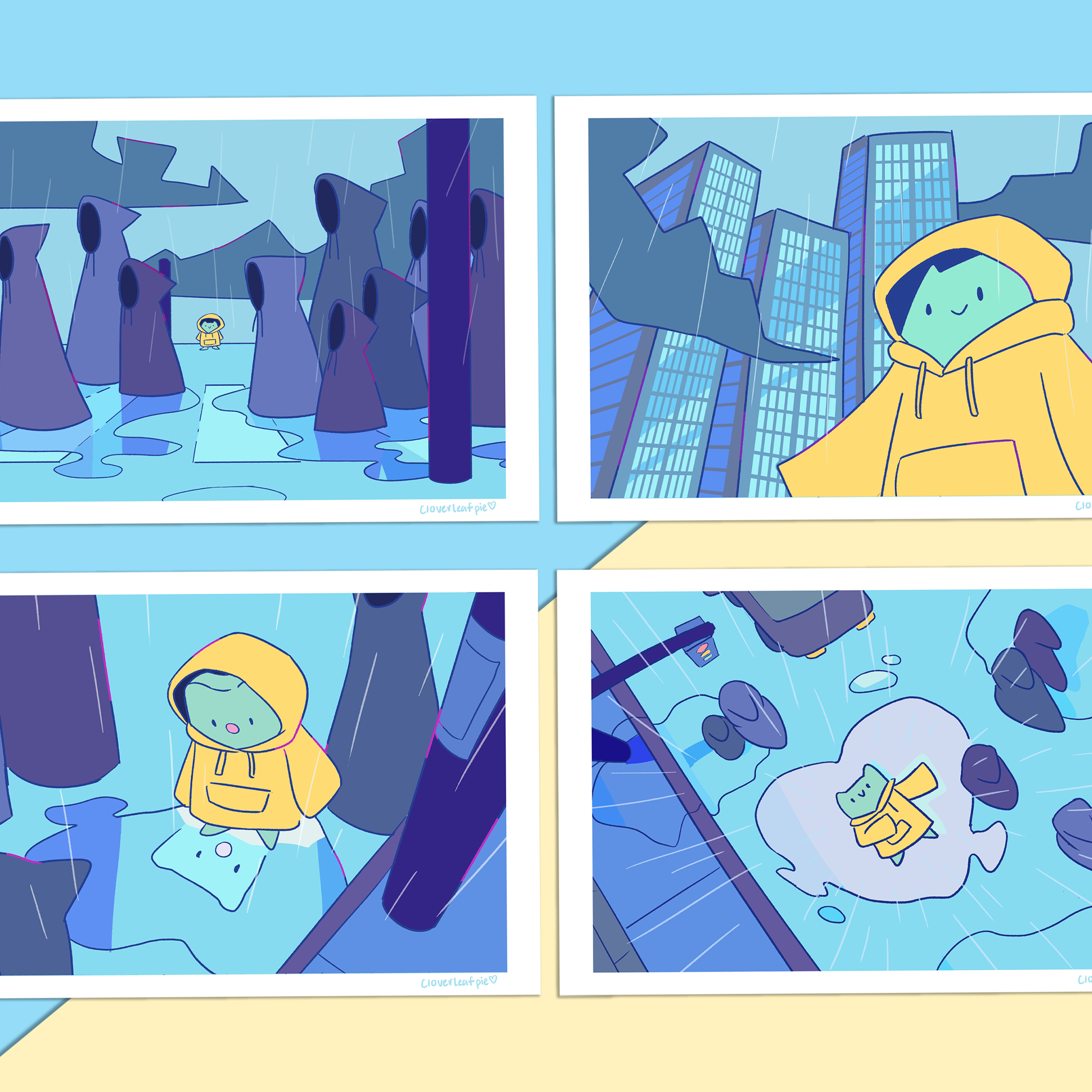 Rainy Frogs Mini Print Set | Cloverleafpie