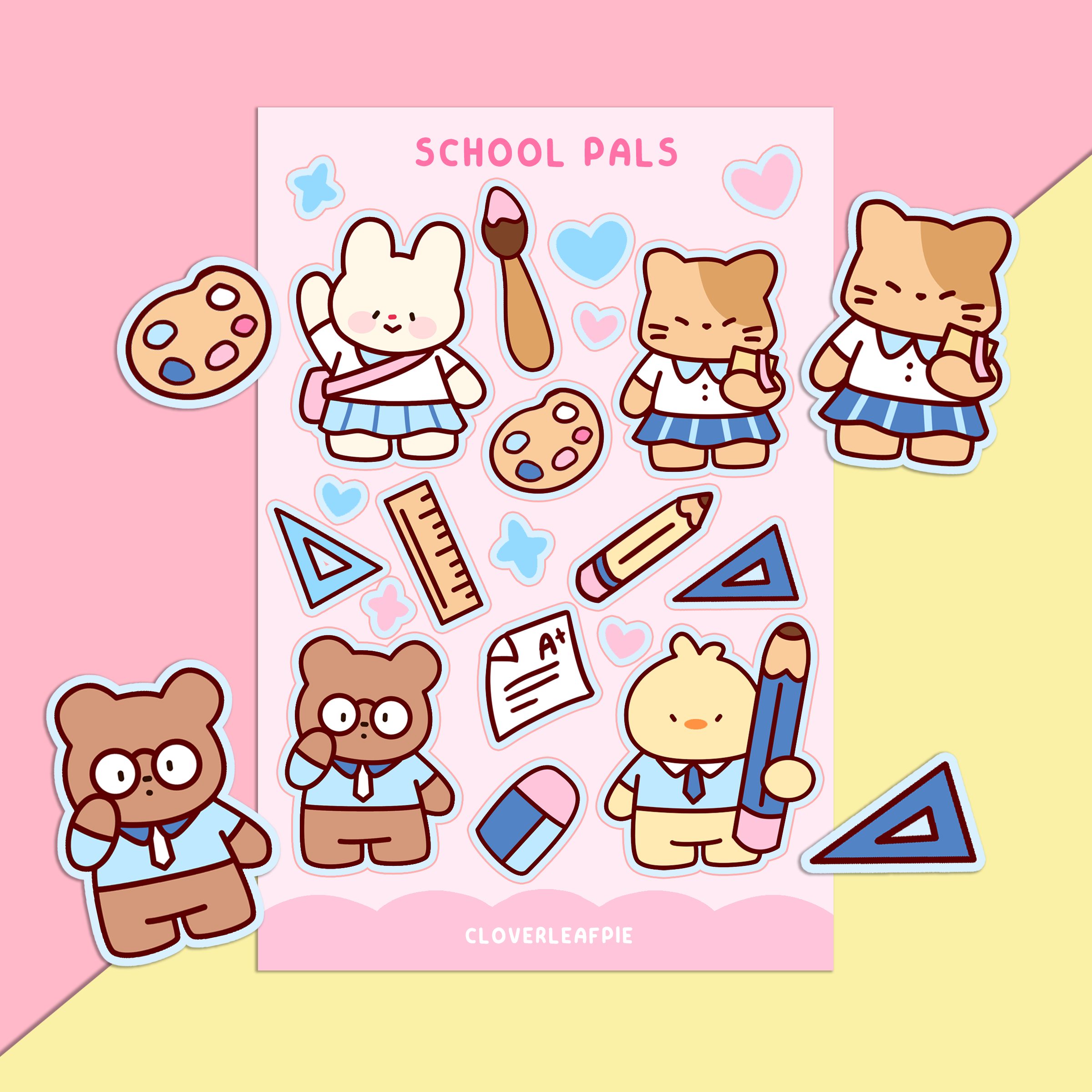 School Pals Sticker Sheet | Cloverleafpie