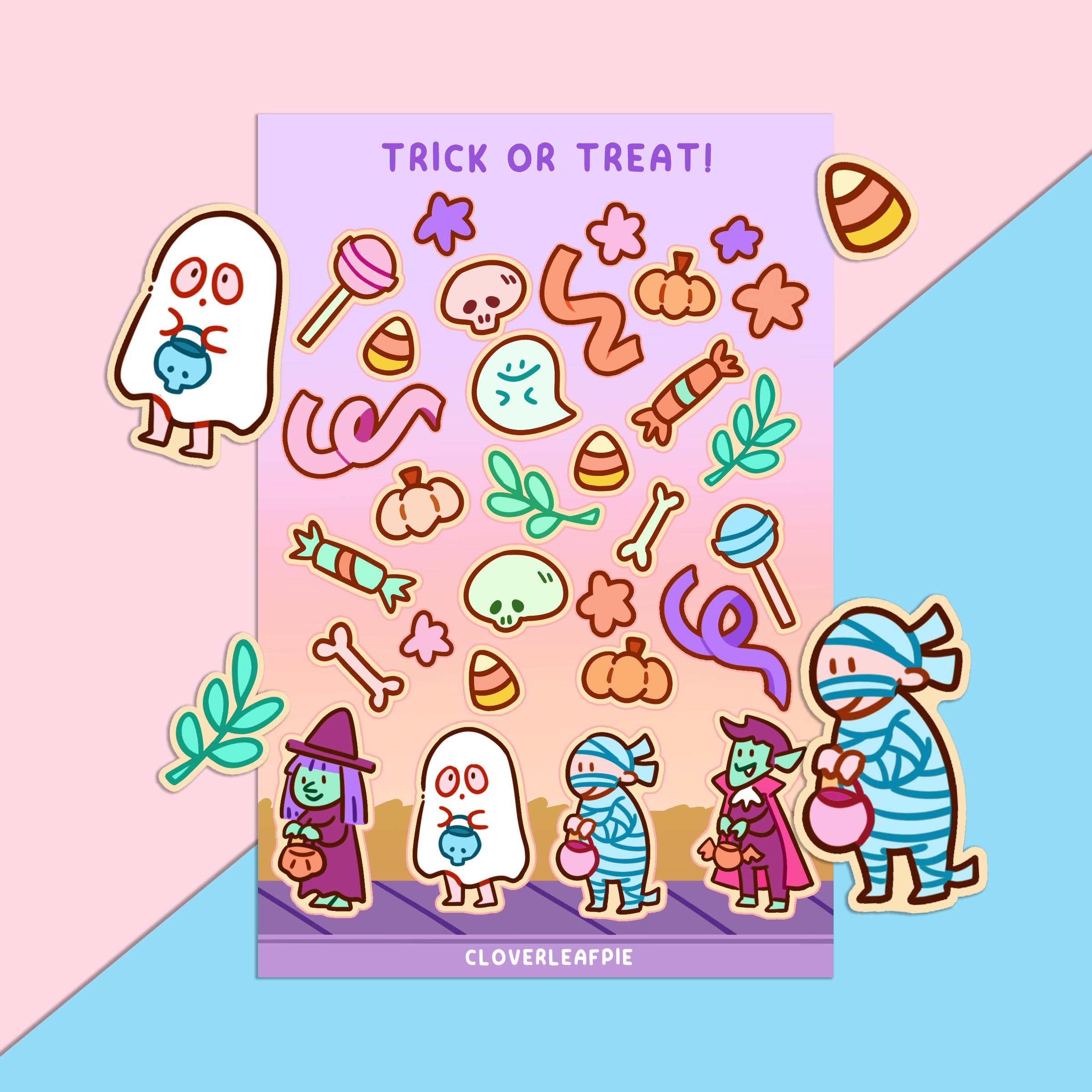Trick or Treat Sticker Sheet | Cloverleafpie